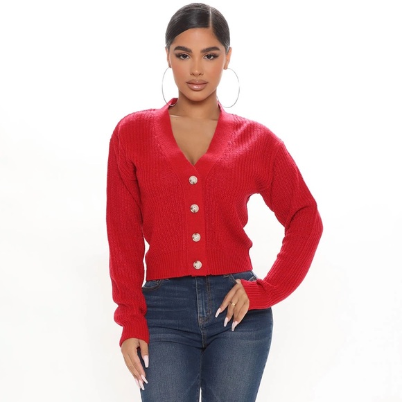 Fashion Nova | Sweaters | New Red Button Up Sweater | Poshmark